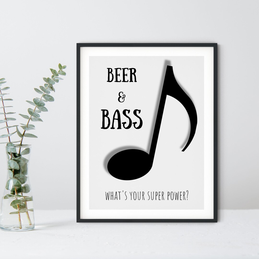 Music Wall Art, Bass Player Art, Printable Music Sign, Musician Gift ...