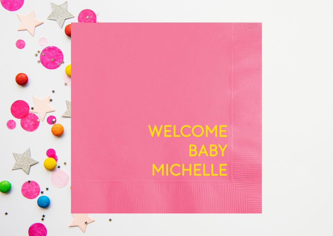 Custom WELCOME BABY Napkins, Personalized Baby Shower Napkins, Baby ...