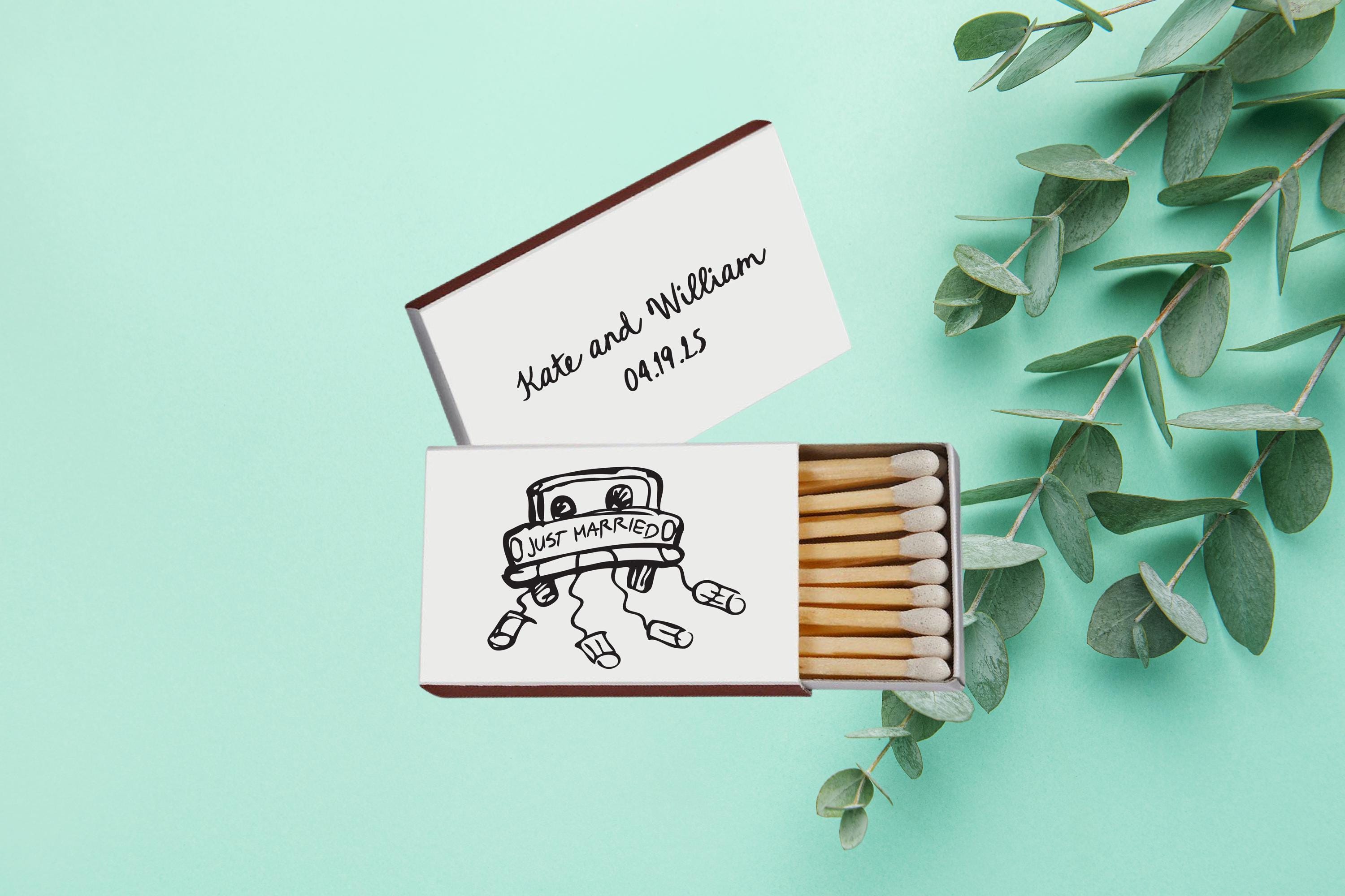 Just Married Wedding Car Personalized Match Boxes, Custom Engagement ...