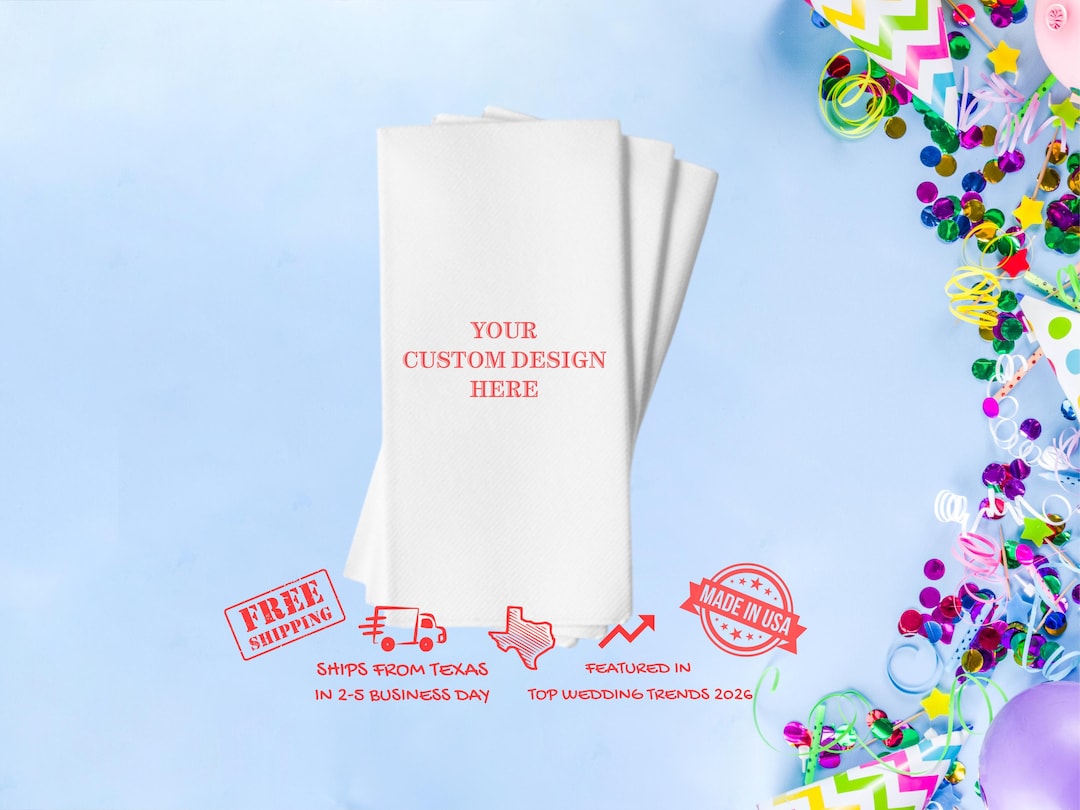 Personalized Full Color Logo Linen-like Dinner Napkins for Weddings and ...