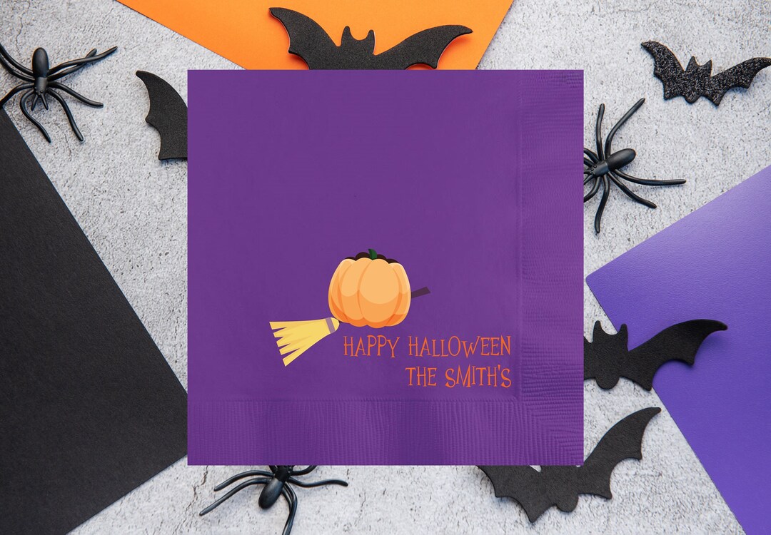 Happy Halloween Personalized Family Dinner Napkins, Custom Halloween'23 ...