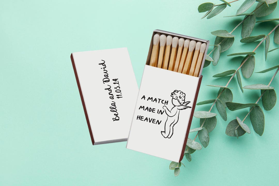 A Match Made in Heaven Personalized Wedding Whimsical Cherub Match ...