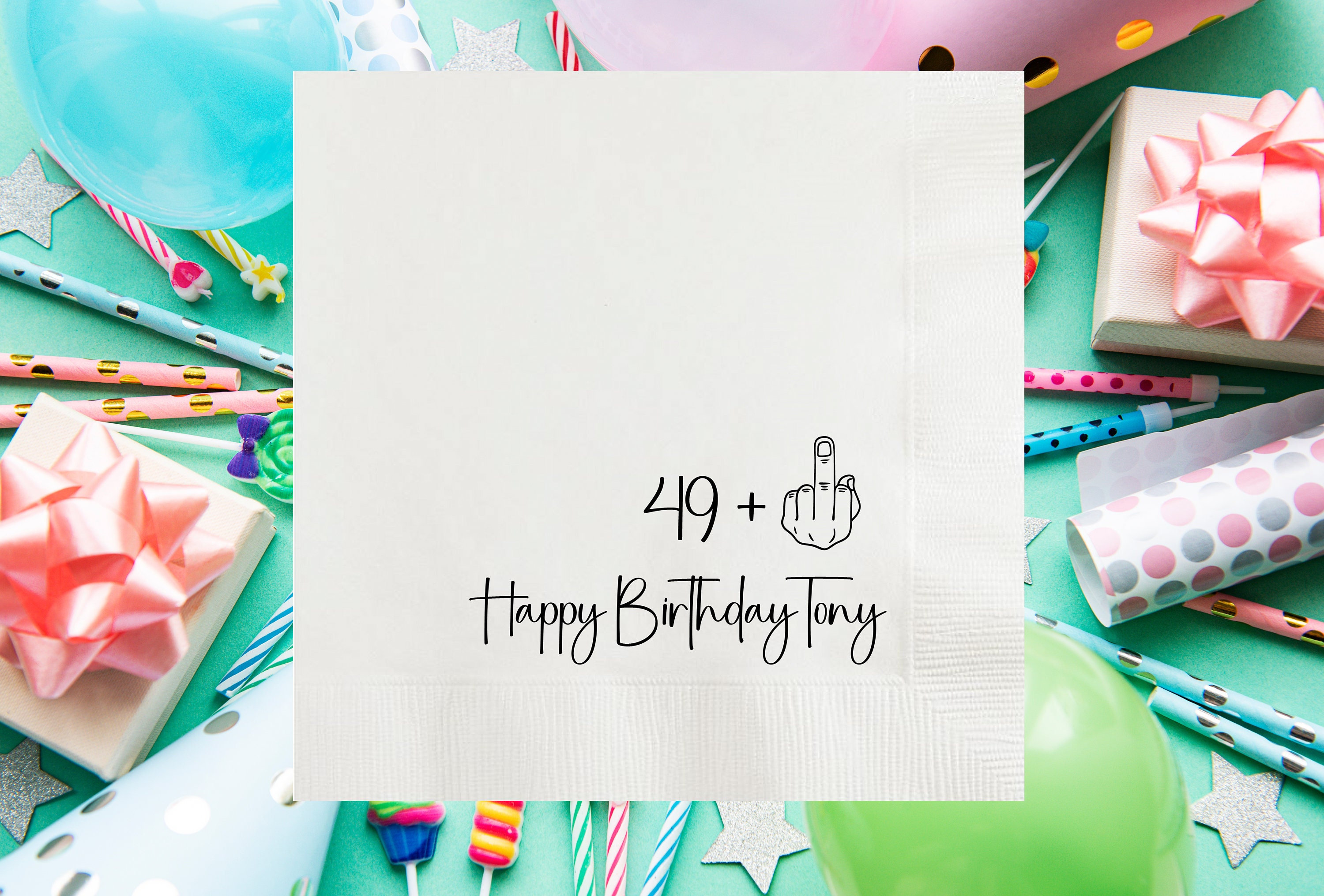 49+ Middle Finger Happy Birthday for Him Custom Napkins, Personalized ...