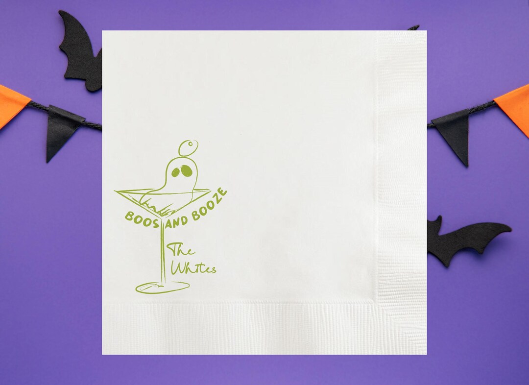 Boos and Booze Hand Drawn Martini Spooky Ghost Personalized Halloween ...