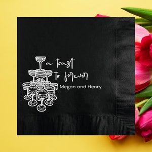 A Toast to Forever Personalized Wedding Napkins, Custom Champagne Glass ...