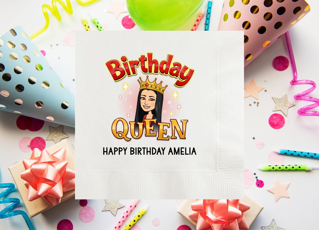 Custom Your Bitmoji Picture Birthday Personalized Napkins, Full Color ...