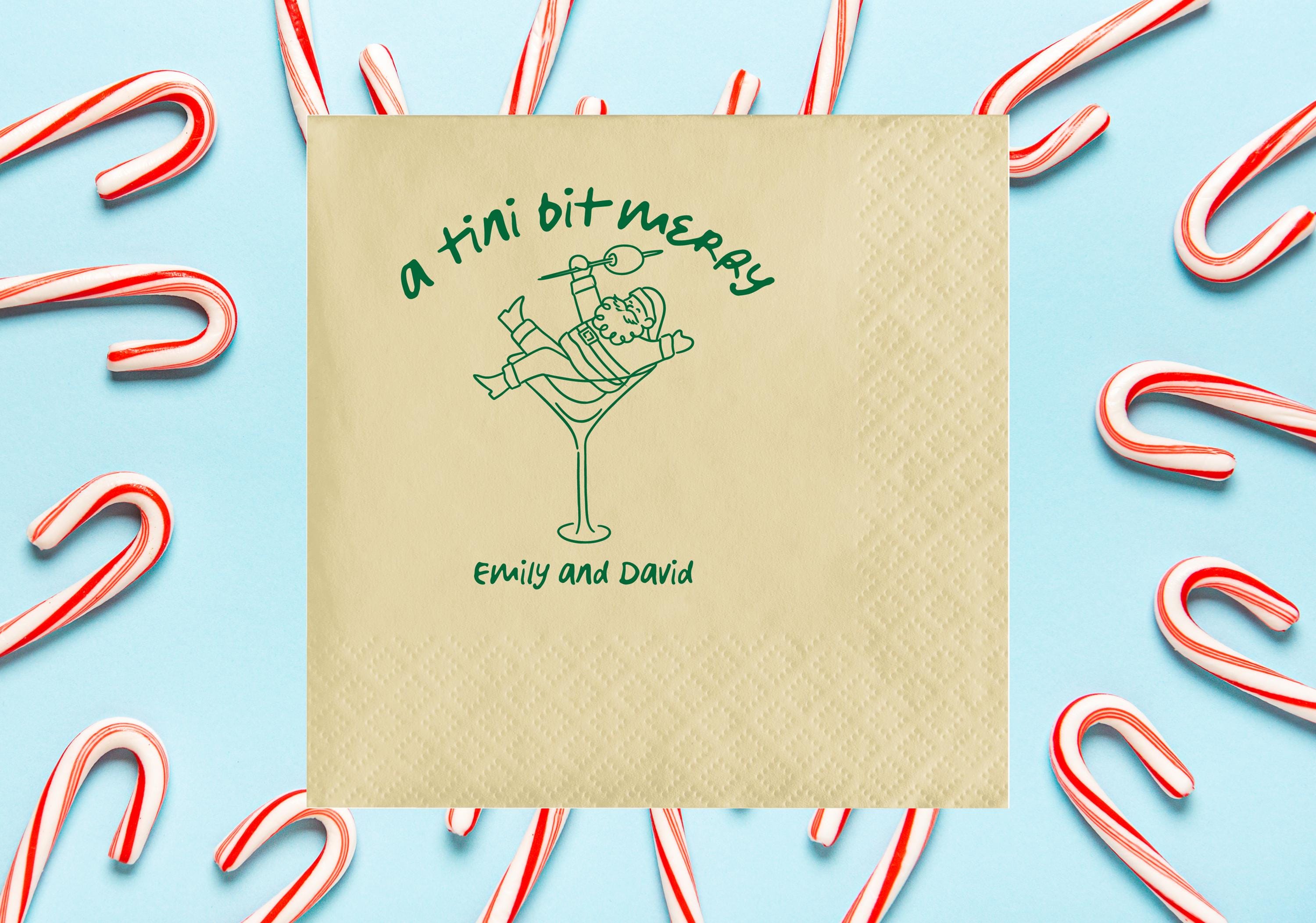 A Tini Bit Merry Martini Santa Claus Cocktail Personalized Hand Drawn ...