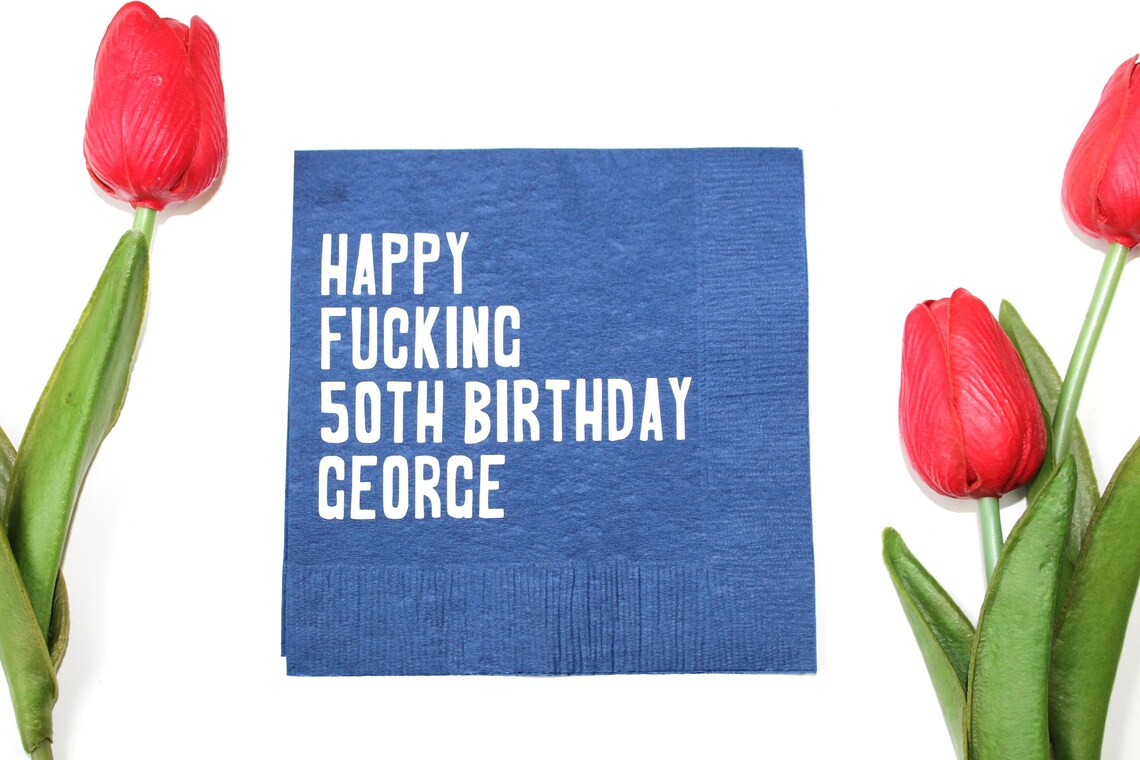 Happy Fucking 50th Birthday Personalized Napkins Vintage - Etsy