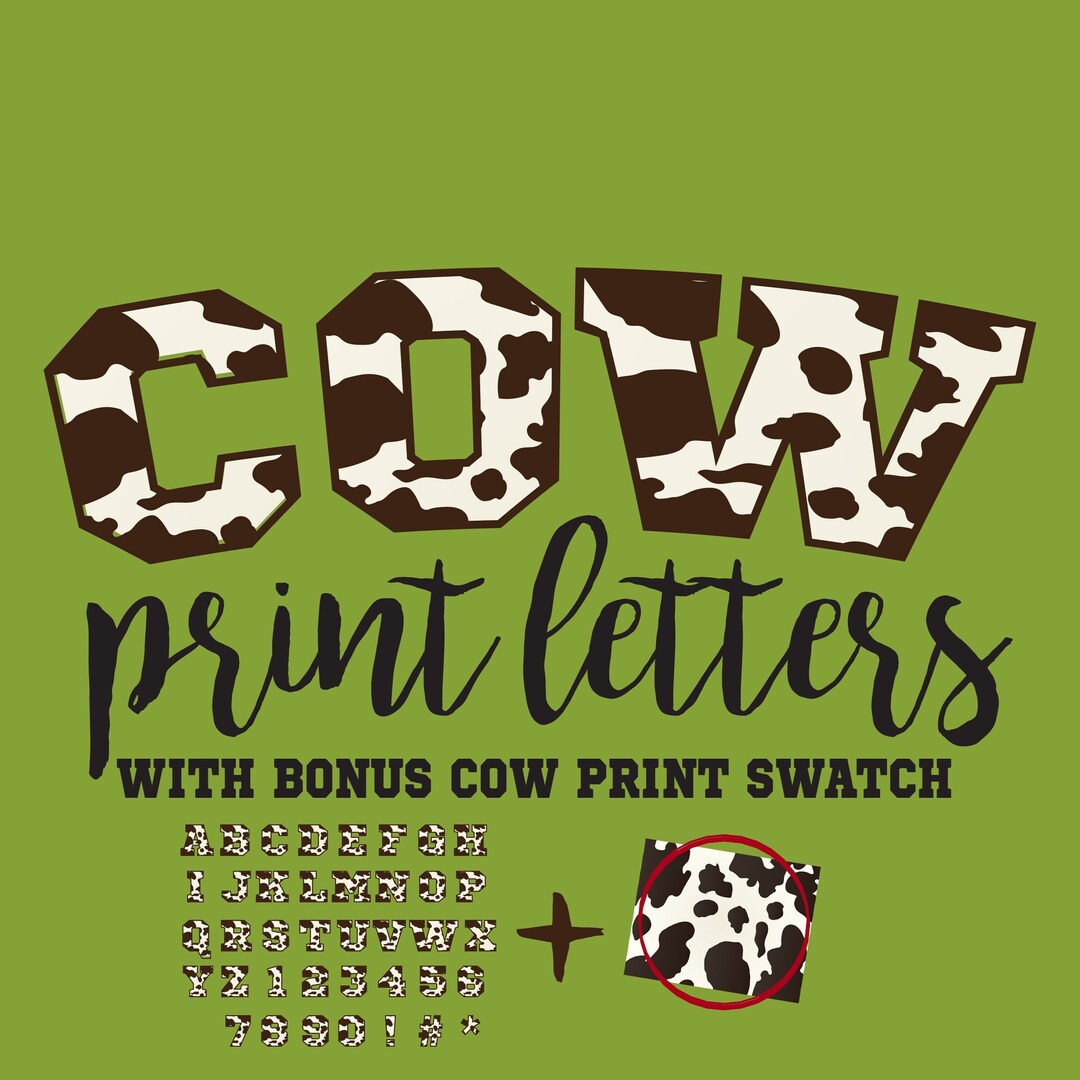 Cow Print Athletic Alphabet and Numbers for Print and ...