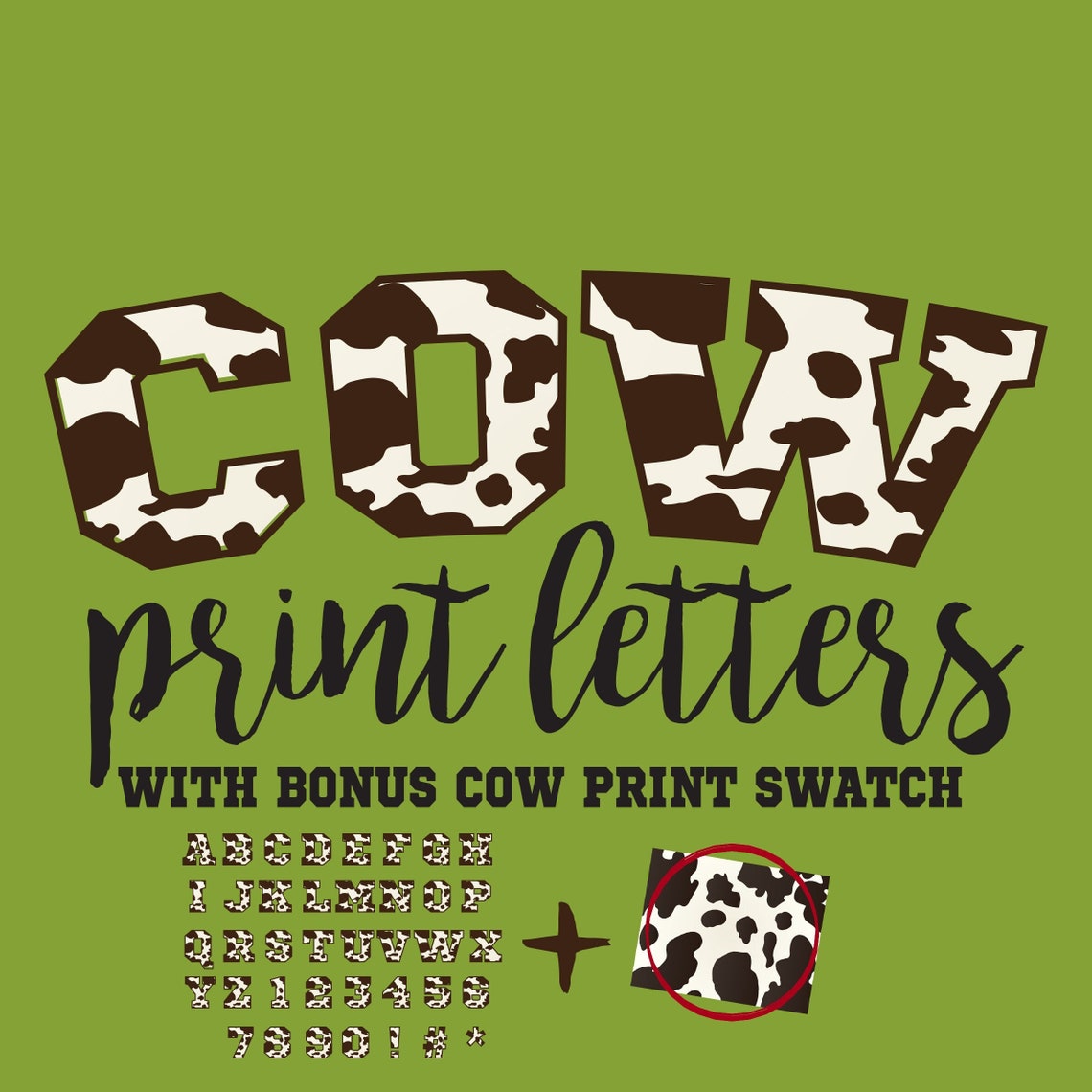 Cow Print Athletic Alphabet and Numbers for Print and | Etsy