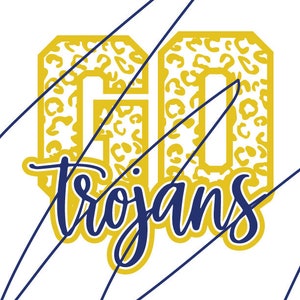 Go Trojans Leopard Print SVG: Gold and Navy Athletic Cut File - Etsy