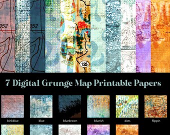 Letters and Numbers Digital Paper Pack, Collage Paper, Grunge Digital ...