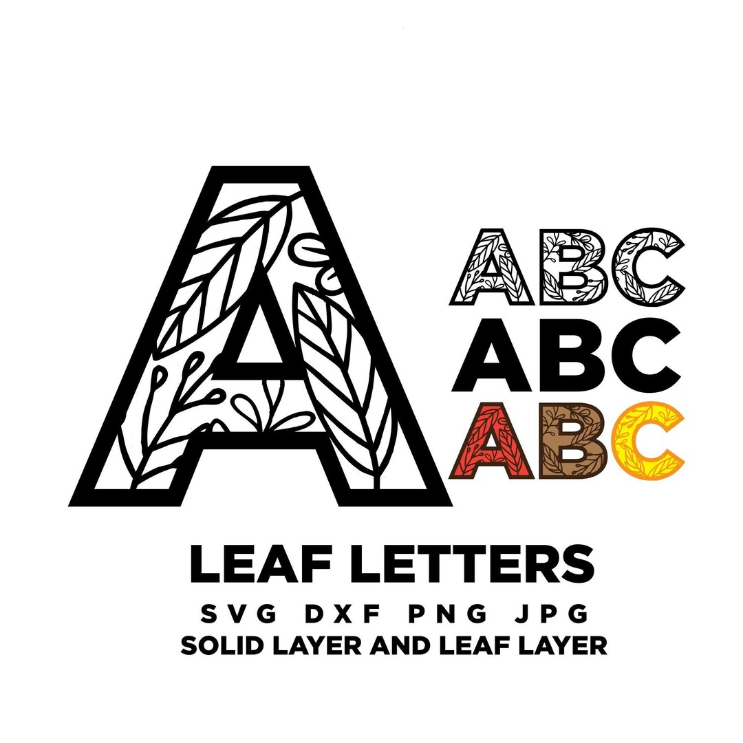 Leaf Letter SVG: Layered Alphabet Designs (digital Files) - Etsy