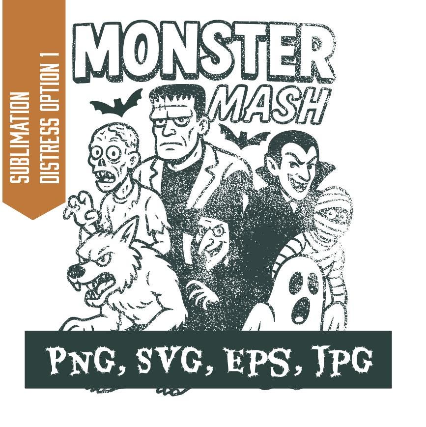 Vintage Monster Mash Shirt SVG | Retro Halloween One Color Design for ...