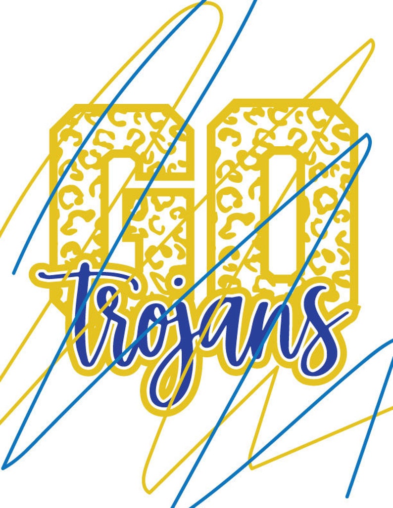 Gold and Royal / Gold and Navy Go Trojans. Trojans Leopard - Etsy