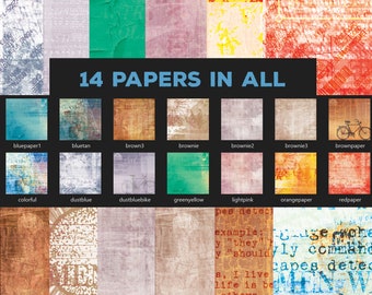 Letters and Numbers Digital Paper Pack, Collage Paper, Grunge Digital ...