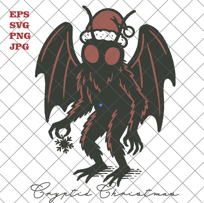 Mothman Christmas PNG | Cryptid Santa Clipart | Funny Holiday ...