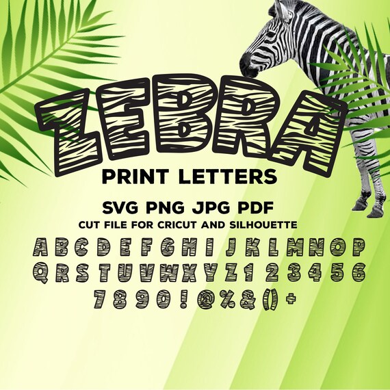 Zebra print alphabet and numbers for Silhouette UPDATED | Etsy