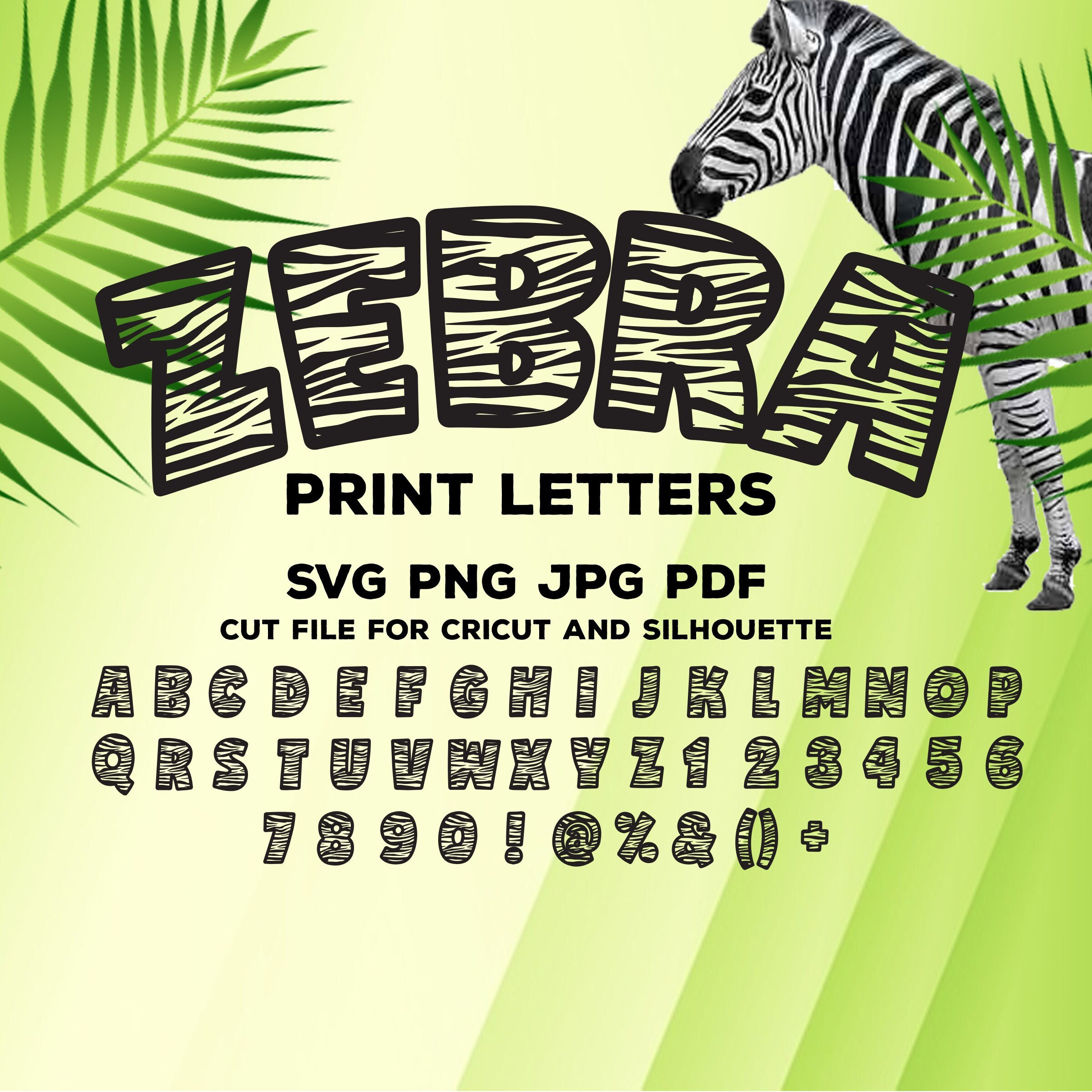 Zebra Print Alphabet and Numbers for Silhouette, (UPDATED) Cricut, and ...