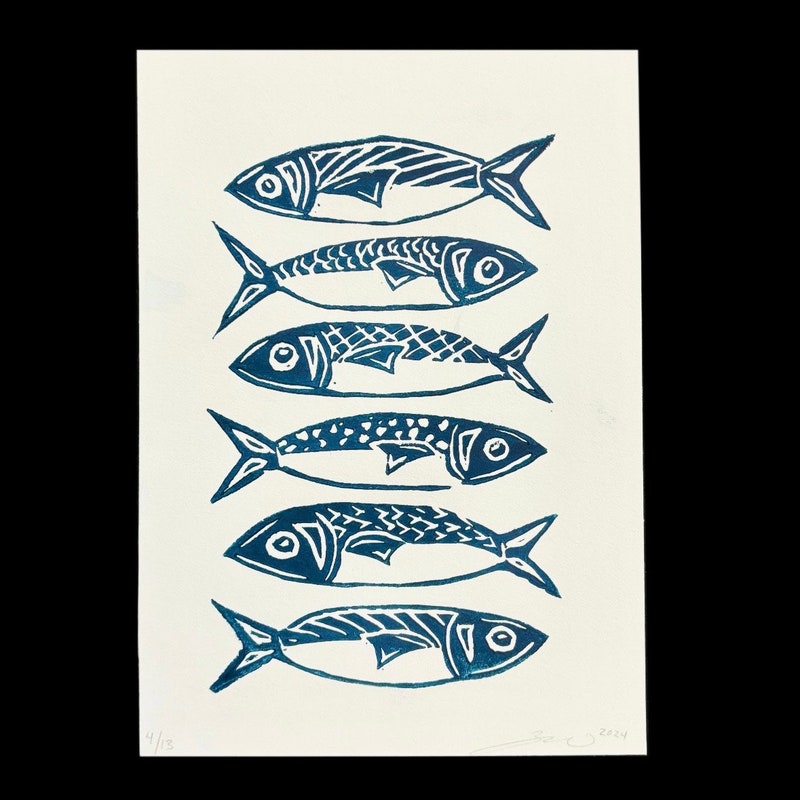Fish Linocut - Etsy