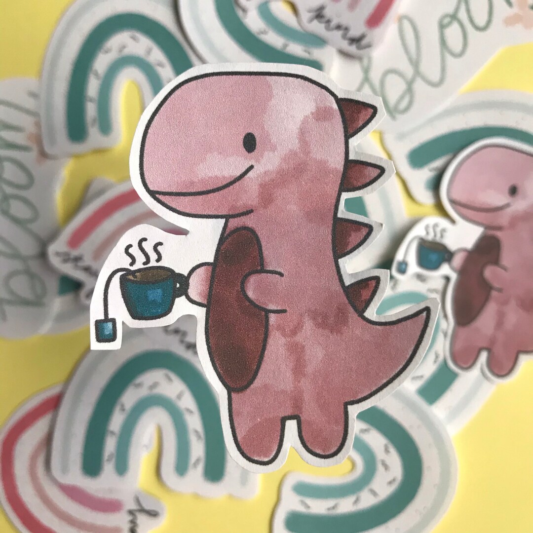 Dinosaur Tea Rex Sticker - Etsy