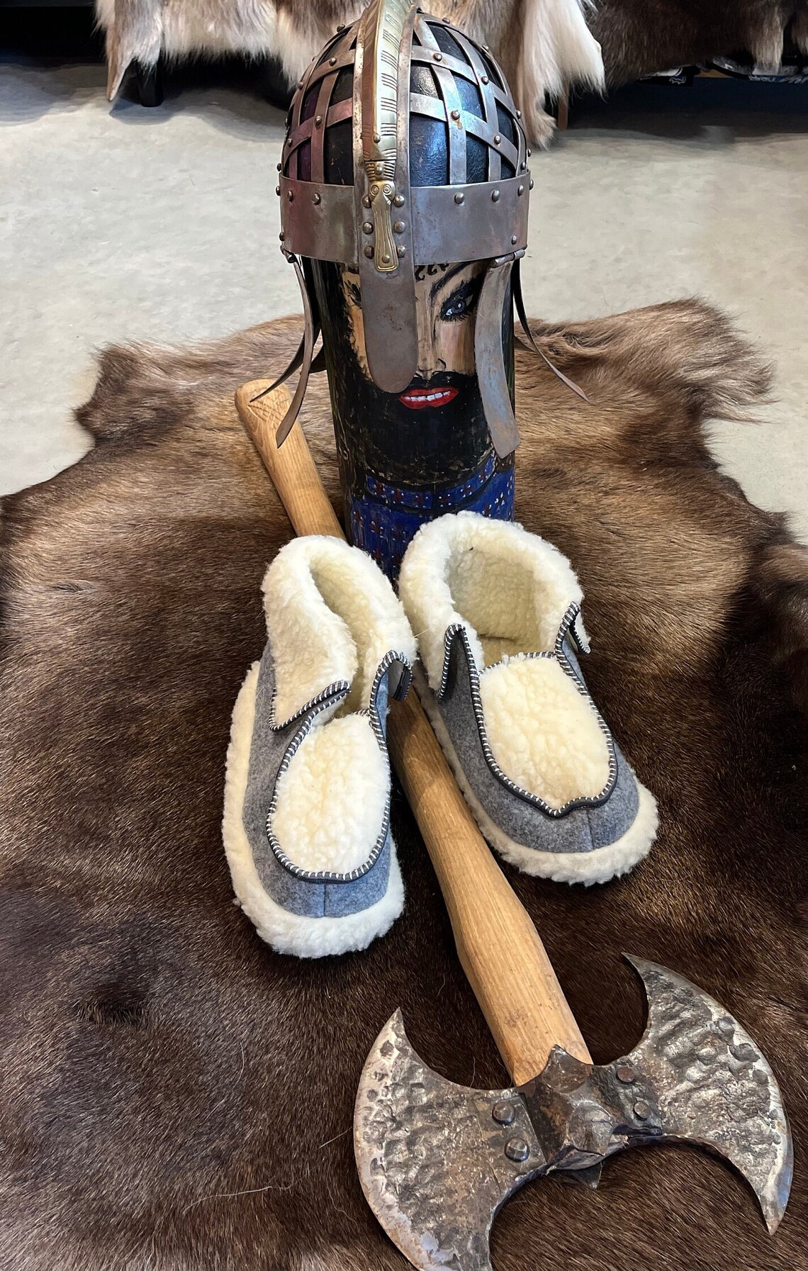 SHEEP WOOL SLIPPERS | Sheepskin Slippers | Non Slip Shoes | Natural ...