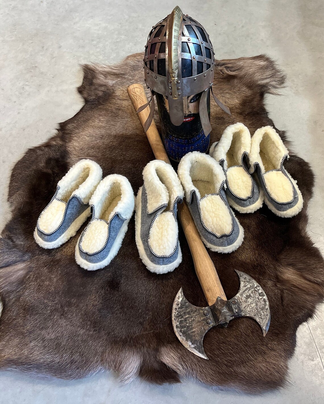 SHEEP WOOL SLIPPERS | Sheepskin Slippers | Non Slip Shoes | Natural ...