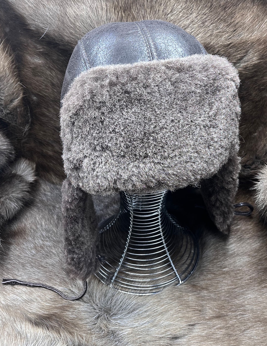 SHEEPSKIN WINTER Hat | Ear Flap Aviator Hat | Real Fur Winter Hat ...