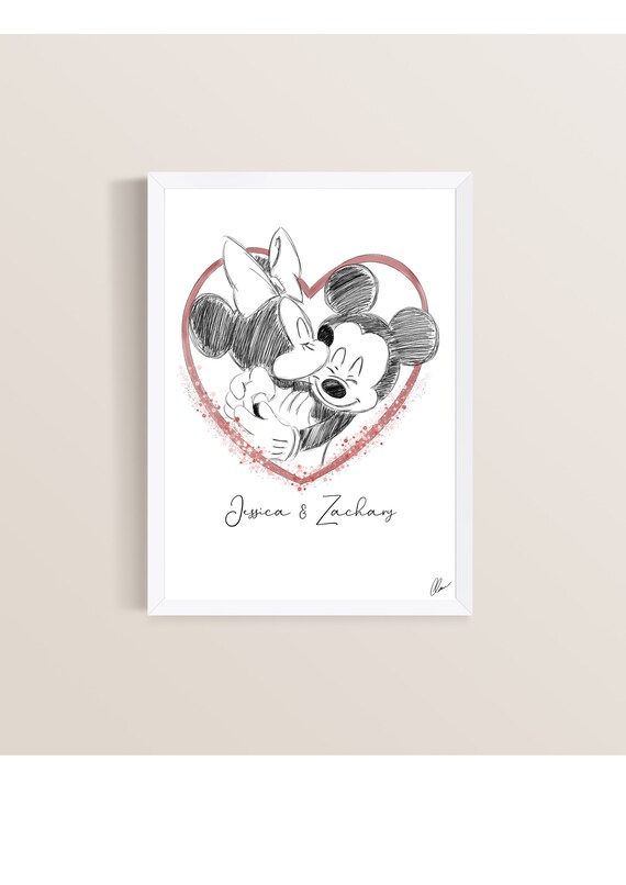 Pencil Drawings Of Mickey And Minnie Mouse Kissing
