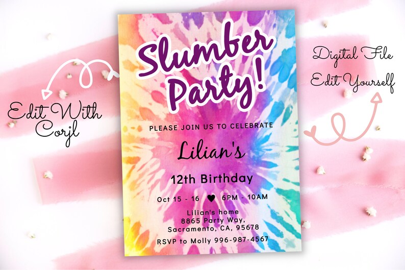 Slumber Party Birthday Invitation | Sleepover Birthday Invite for Girls ...