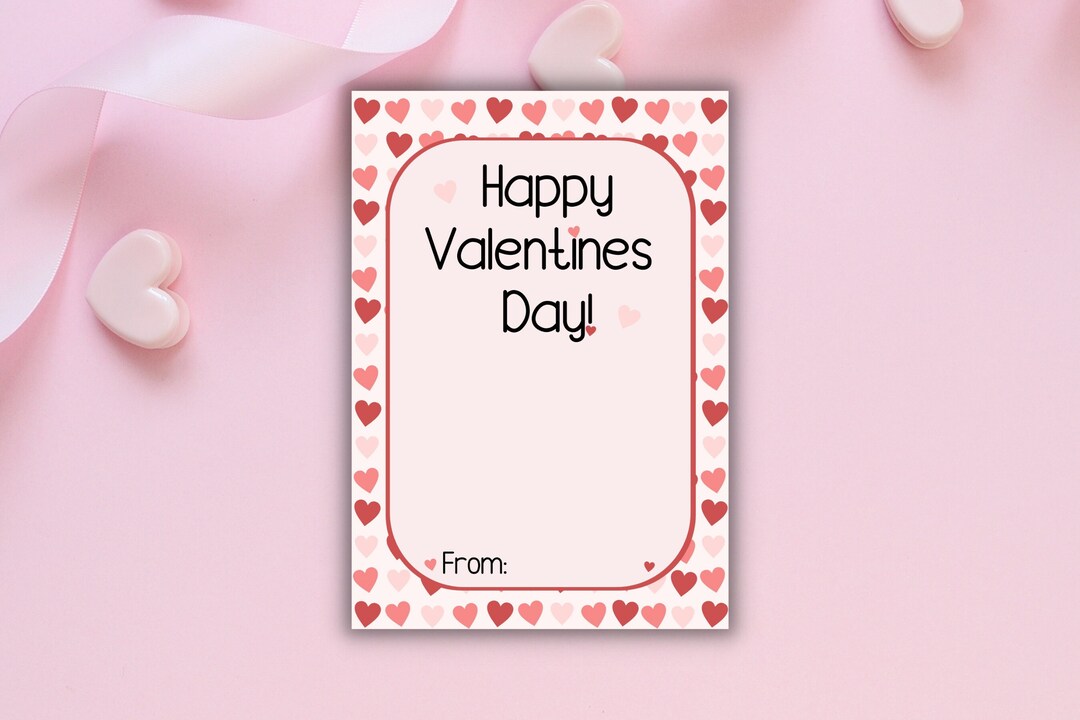 Valentines Day Cards - Red and Pink Hearts - Classroom V-day Cards ...