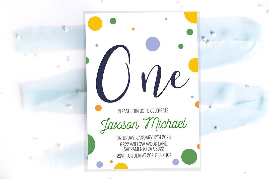 Polka Dot Birthday Invitation | Editable First Birthday Invite ...