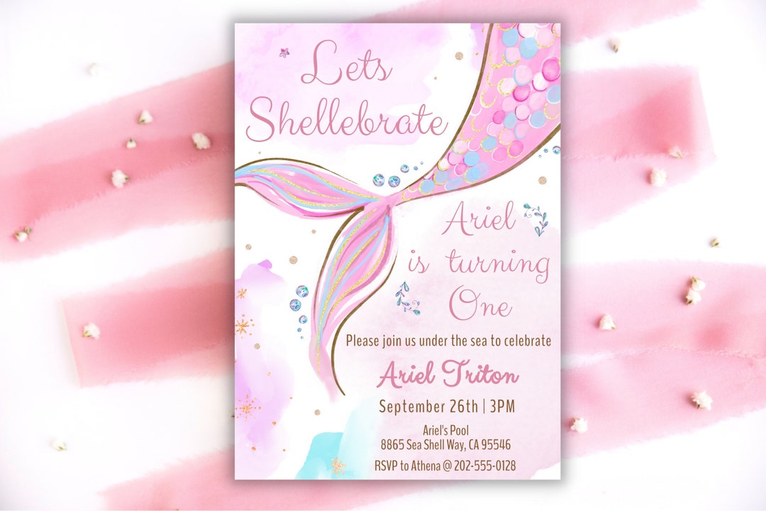 Let’s Shellebrate Mermaid Birthday Invite | Editable Girl Party ...