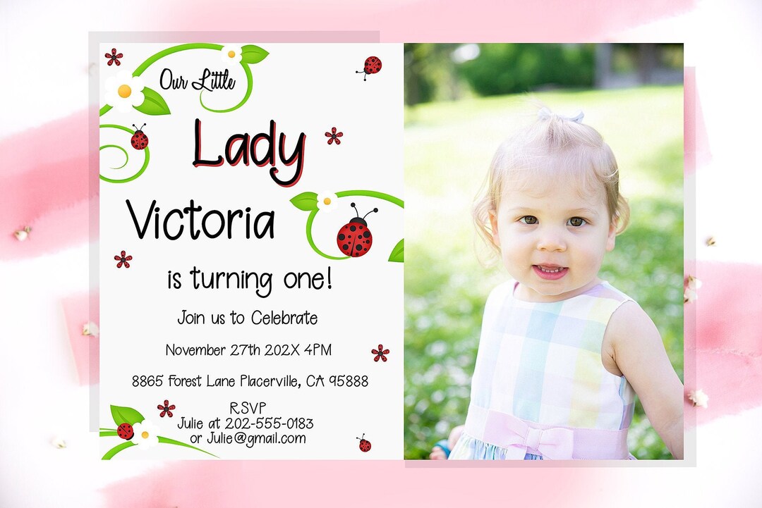 Ladybug First Birthday Invitation | Our Little Lady Bug 1st Birthday ...