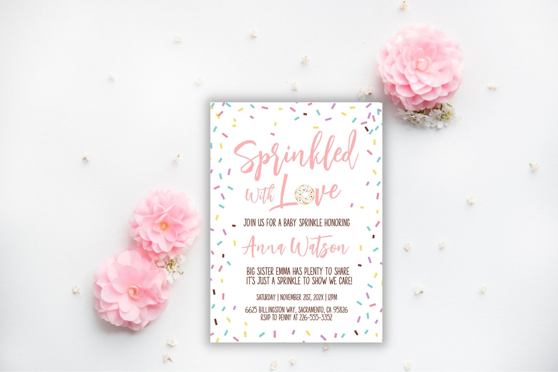 Sprinkled With Love Baby Sprinkle Invitation | Donut Sprinkle Baby ...
