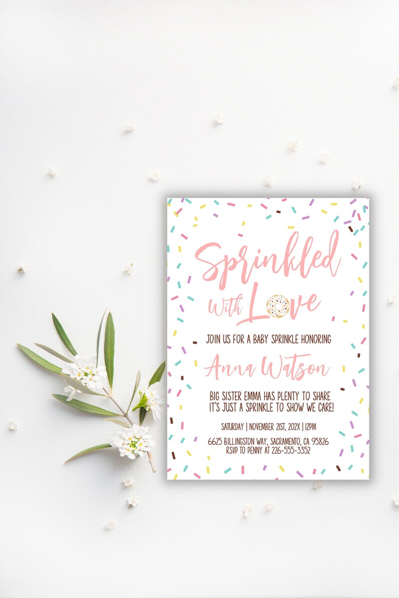 Sprinkled With Love Baby Sprinkle Invitation | Donut Sprinkle Baby ...