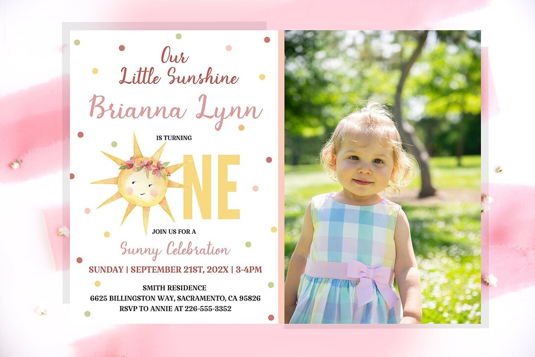 Our Little Sunshine Invitation - Fun in the Sun First Birthday - 1st ...