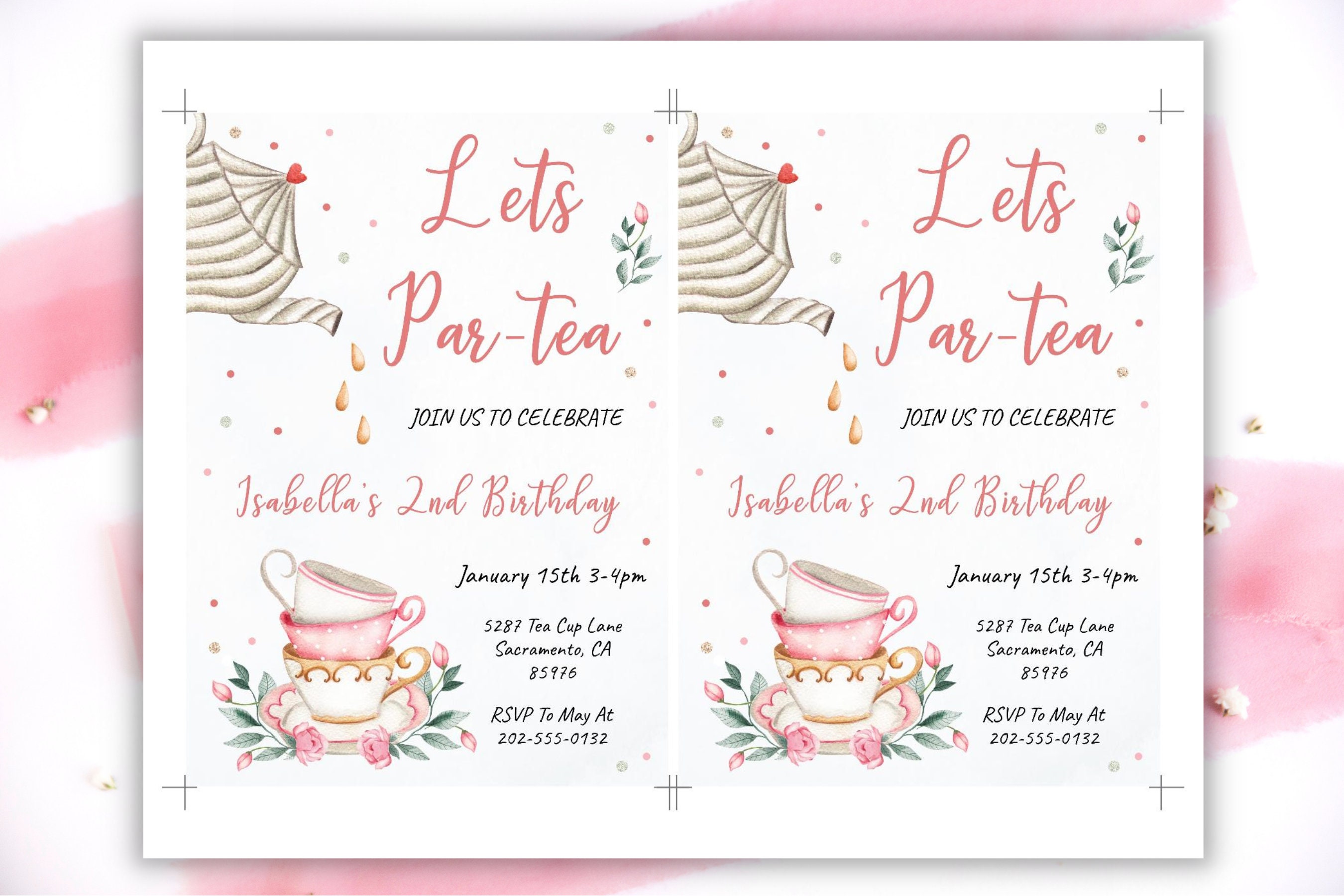 Let's Par-Tea Birthday Invitation Girl Tea Party | Etsy