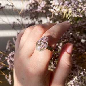 Real Flower Ring/resin Ring/pressed Flower Resin Ring/botanical Ring ...