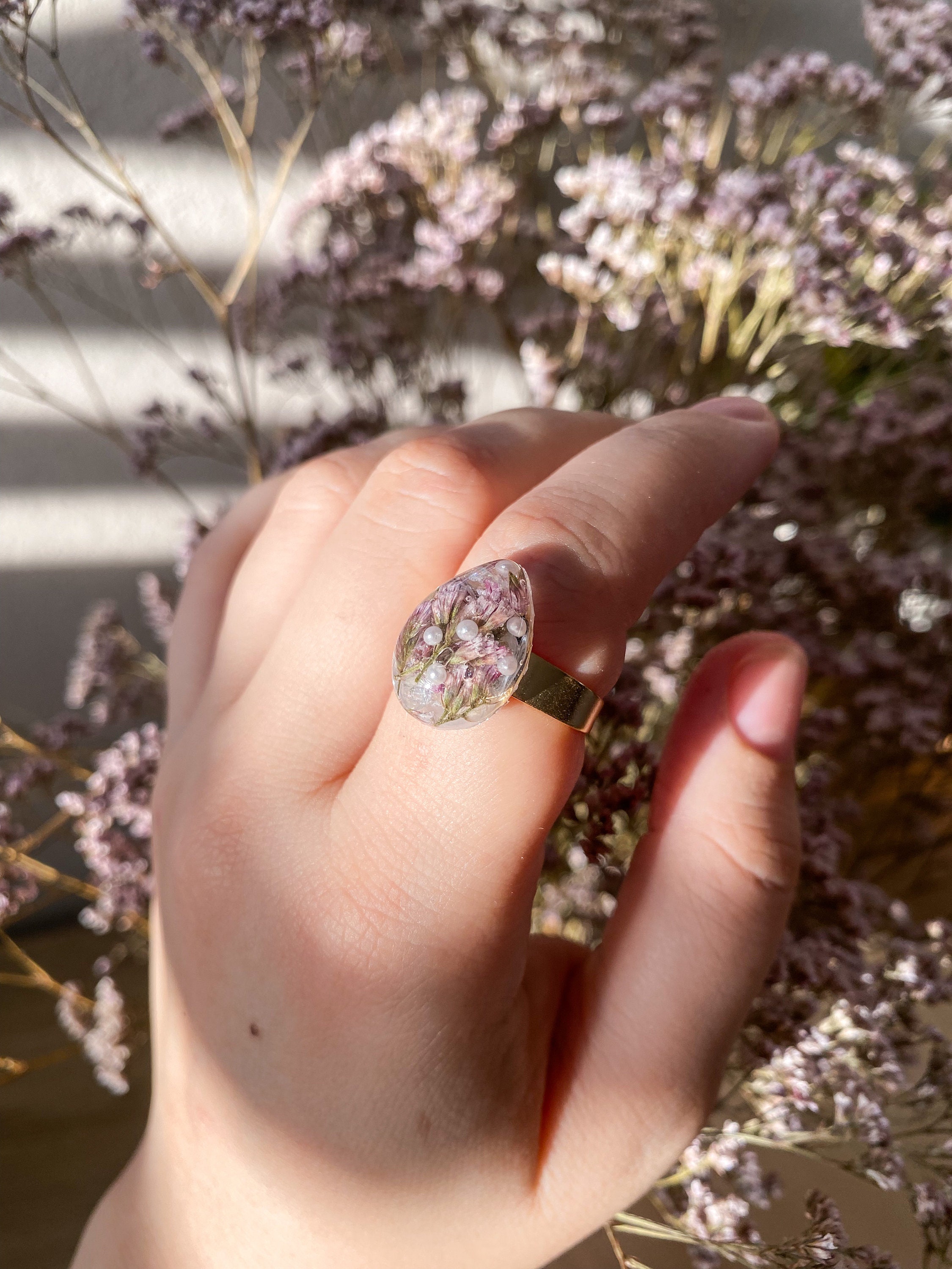 Real Flower Ring/resin Ring/pressed Flower Resin - Etsy