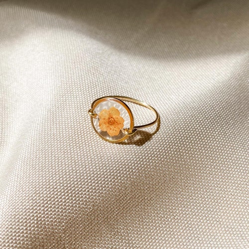 Pressed Flower Ring Cottagecore Floral Ring 14K Gold - Etsy