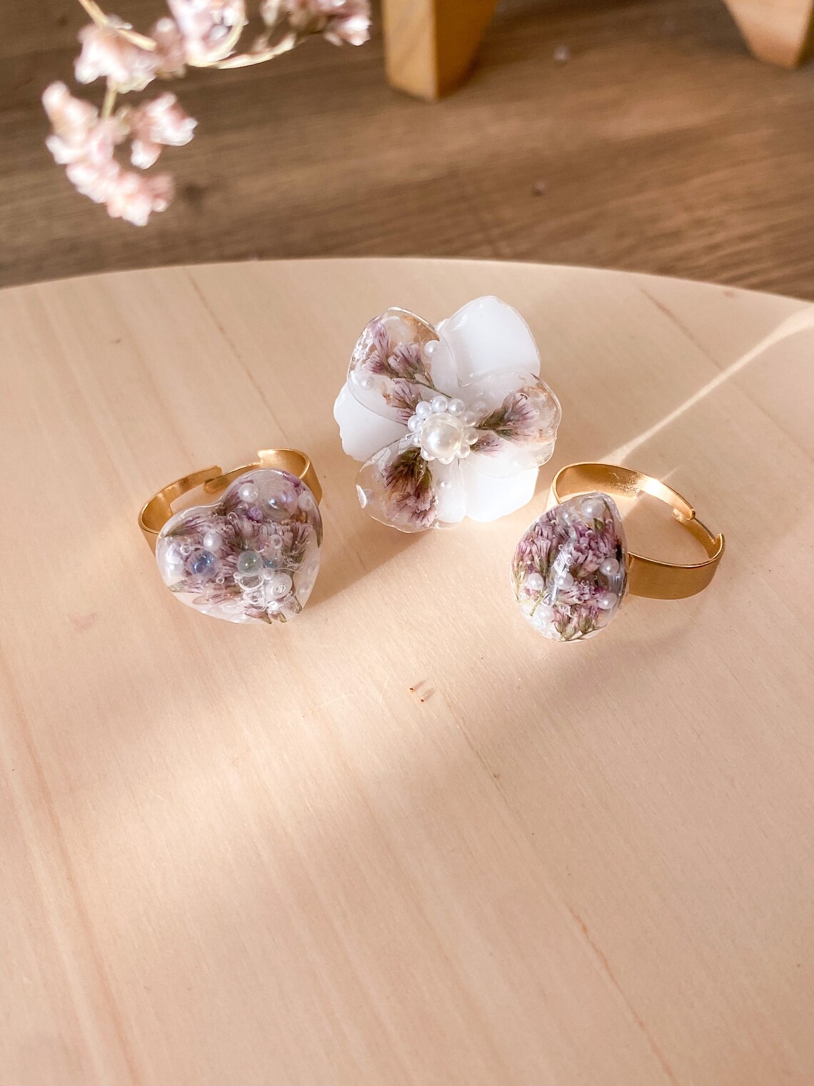 Real Flower Ring/resin Ring/pressed Flower Resin - Etsy