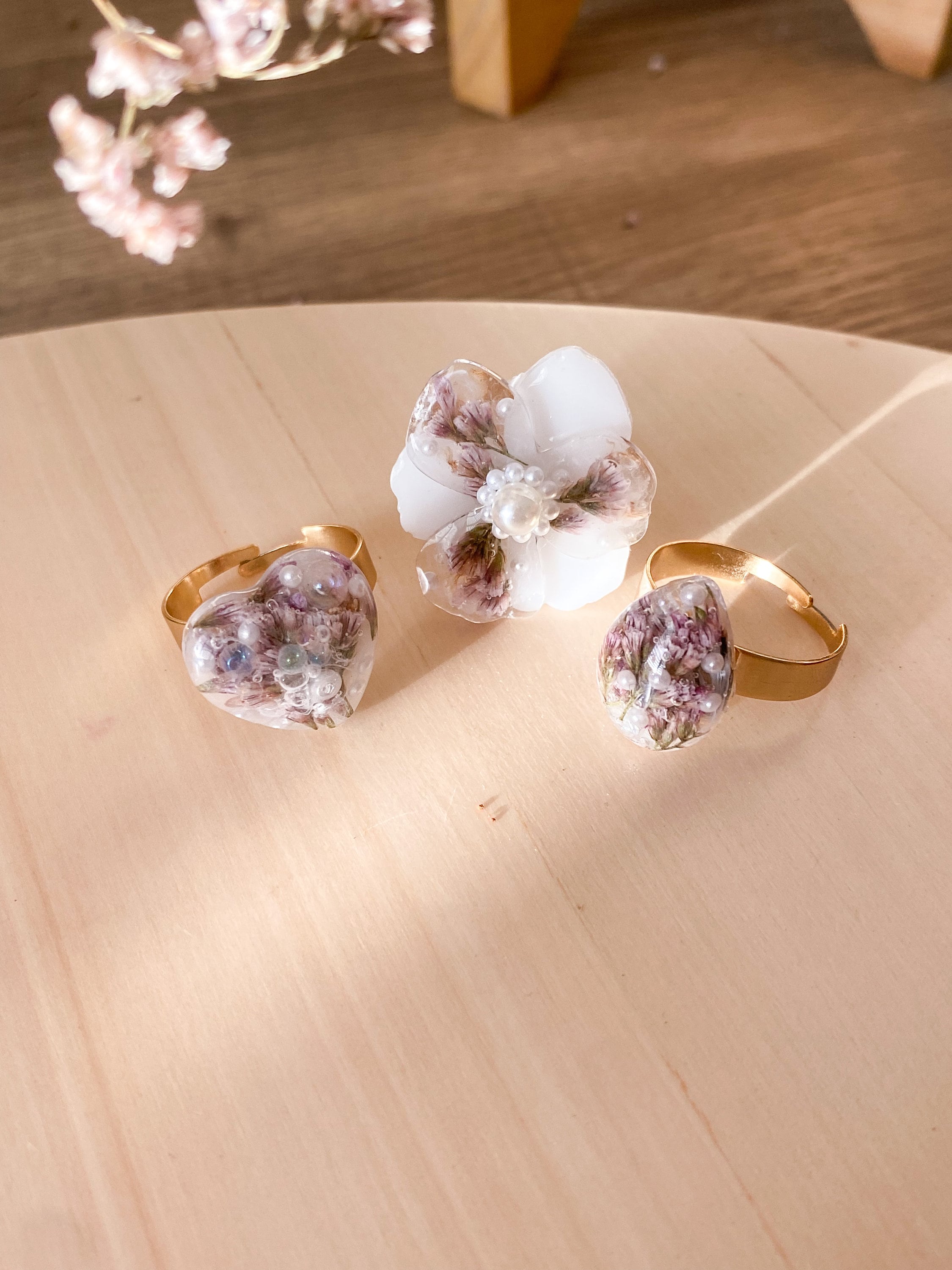 Real Flower Ring/resin Ring/pressed Flower Resin Ring/botanical Ring ...