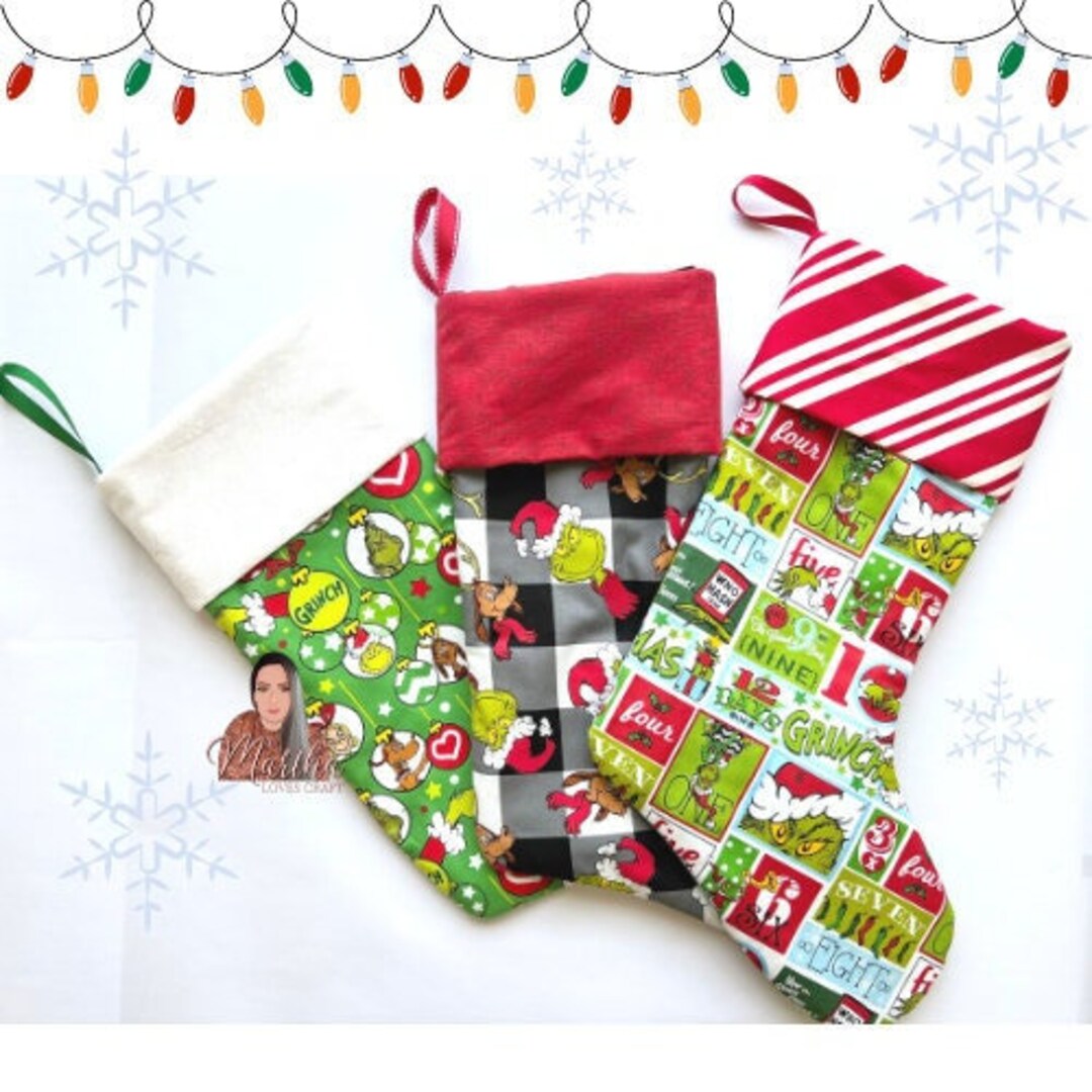 Mr. Grinch Christmas Stockings Handmade Personalized Stocking Christmas ...