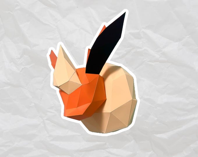 Low Poly 3D Flareon Head Papercraft, Pokemon - Eeveelution - Etsy