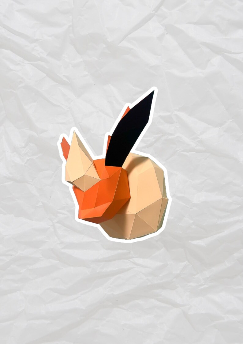 Low Poly 3D Flareon Head Papercraft, Pokemon - Eeveelution - Etsy