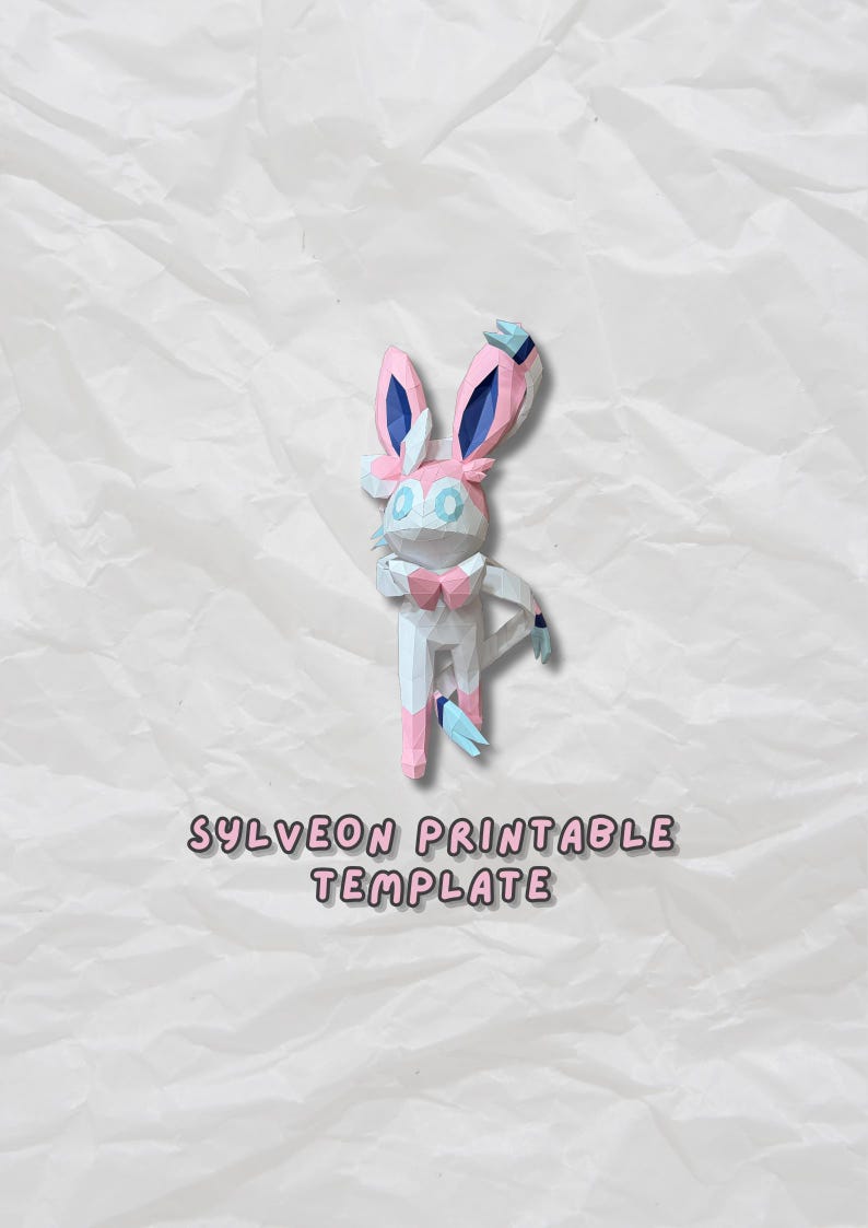Sylveon Papercraft 3D Pokemon Lowpoly Printable PDF Template Pokemon ...