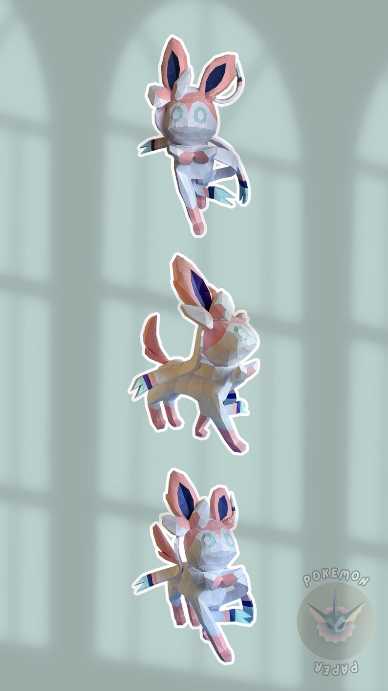 Sylveon Papercraft 3D Pokemon Lowpoly Printable PDF Template Pokemon ...