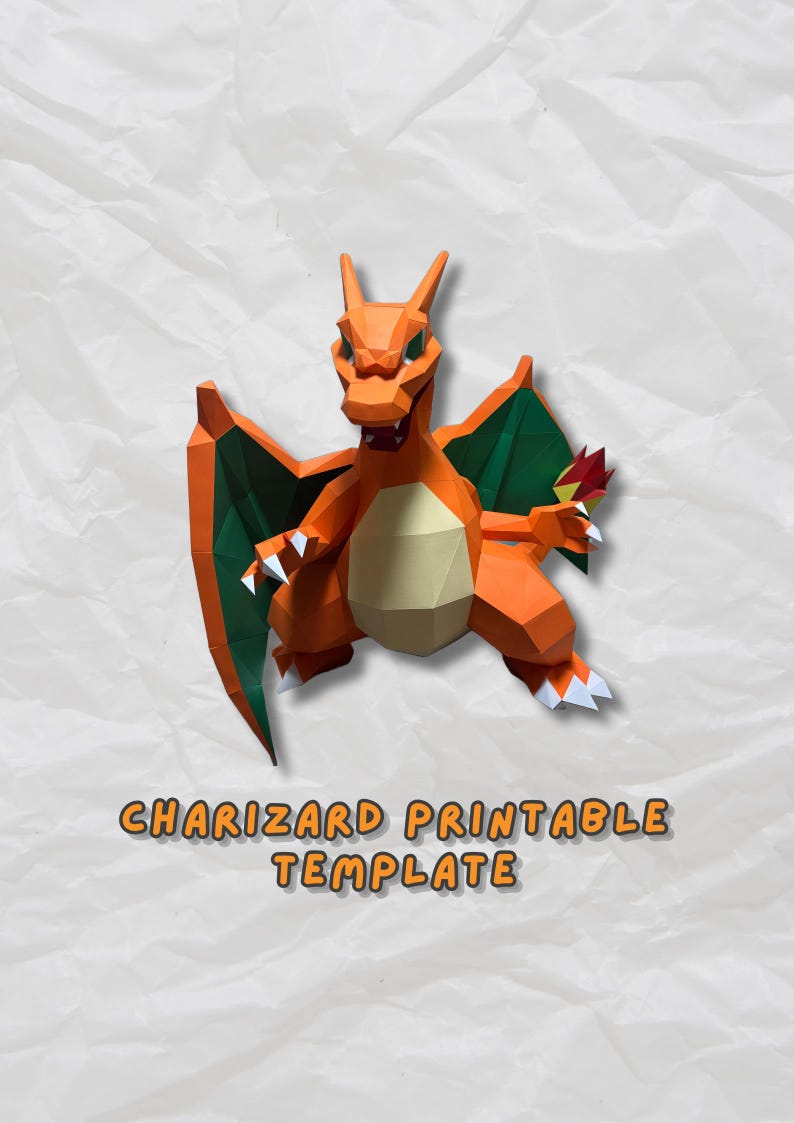 Charizard Papercraft 3D DIY Printable Template Origami Pokemon Art ...