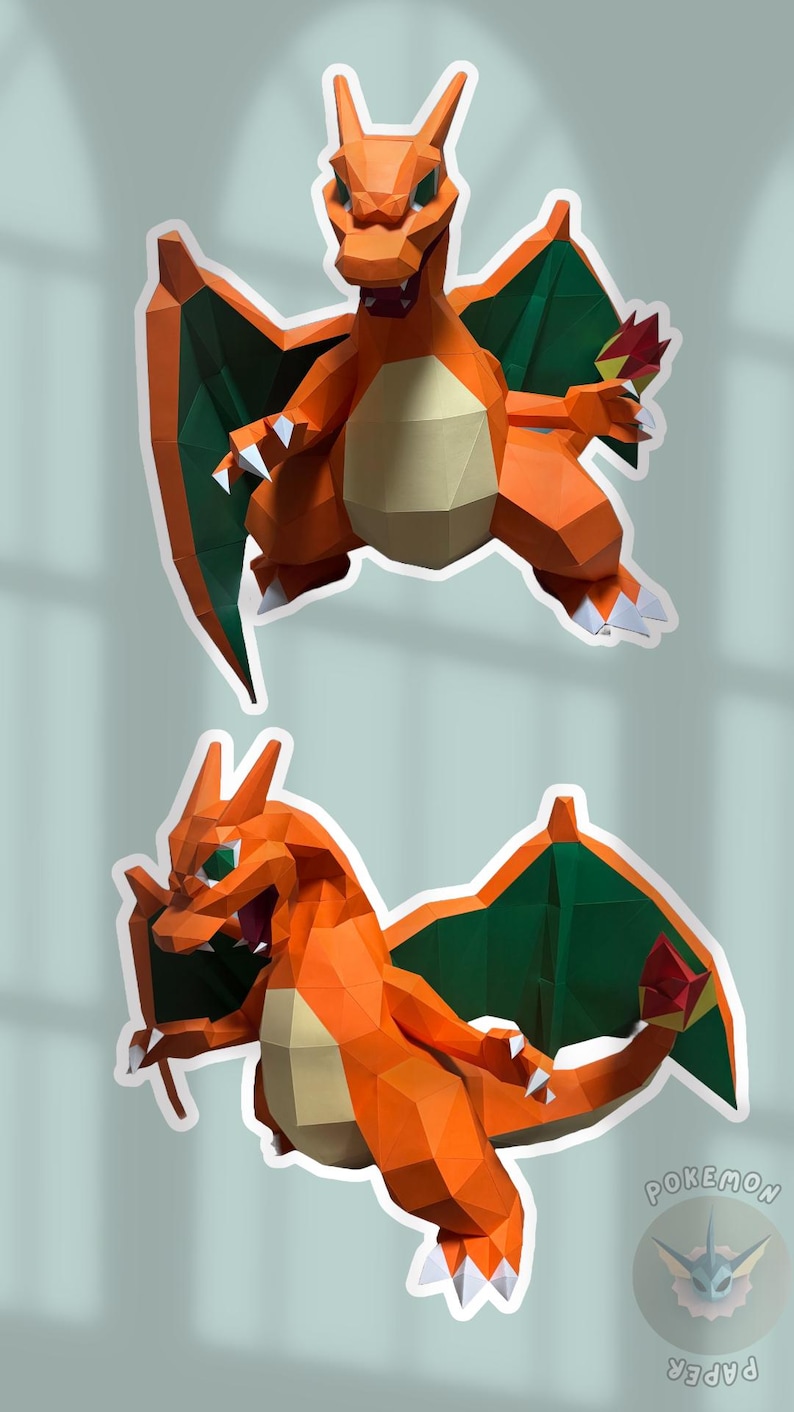 Charizard Papercraft 3D DIY Printable Template Origami Pokemon Art ...
